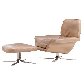 Minotti Blake Soft Chair and Ottoman – Italian Leather Lounge Set ...
