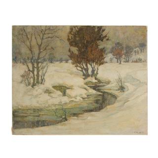 Richard Albitz (German , b. 1876 - d.1954) "Snowy Creek" painting. for ...